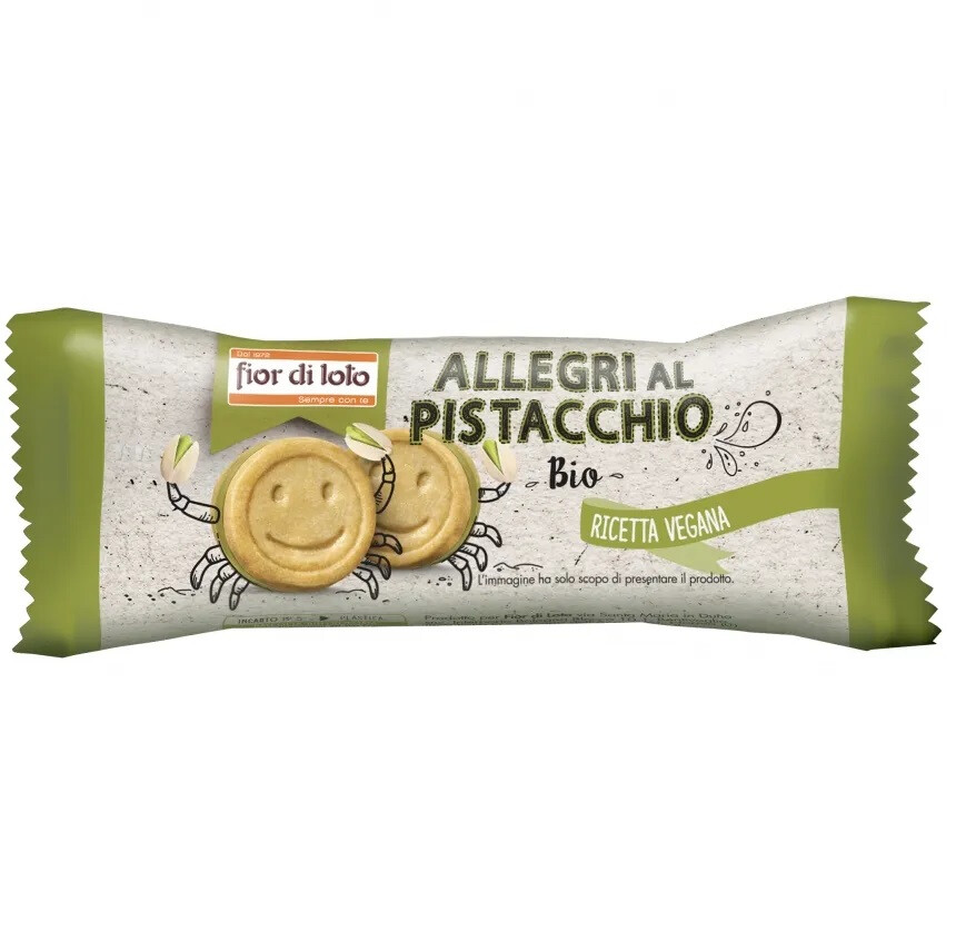 Biscuiti bio cu crema de fistic, vegan, Fior di Loto 40g | Biomania.ro