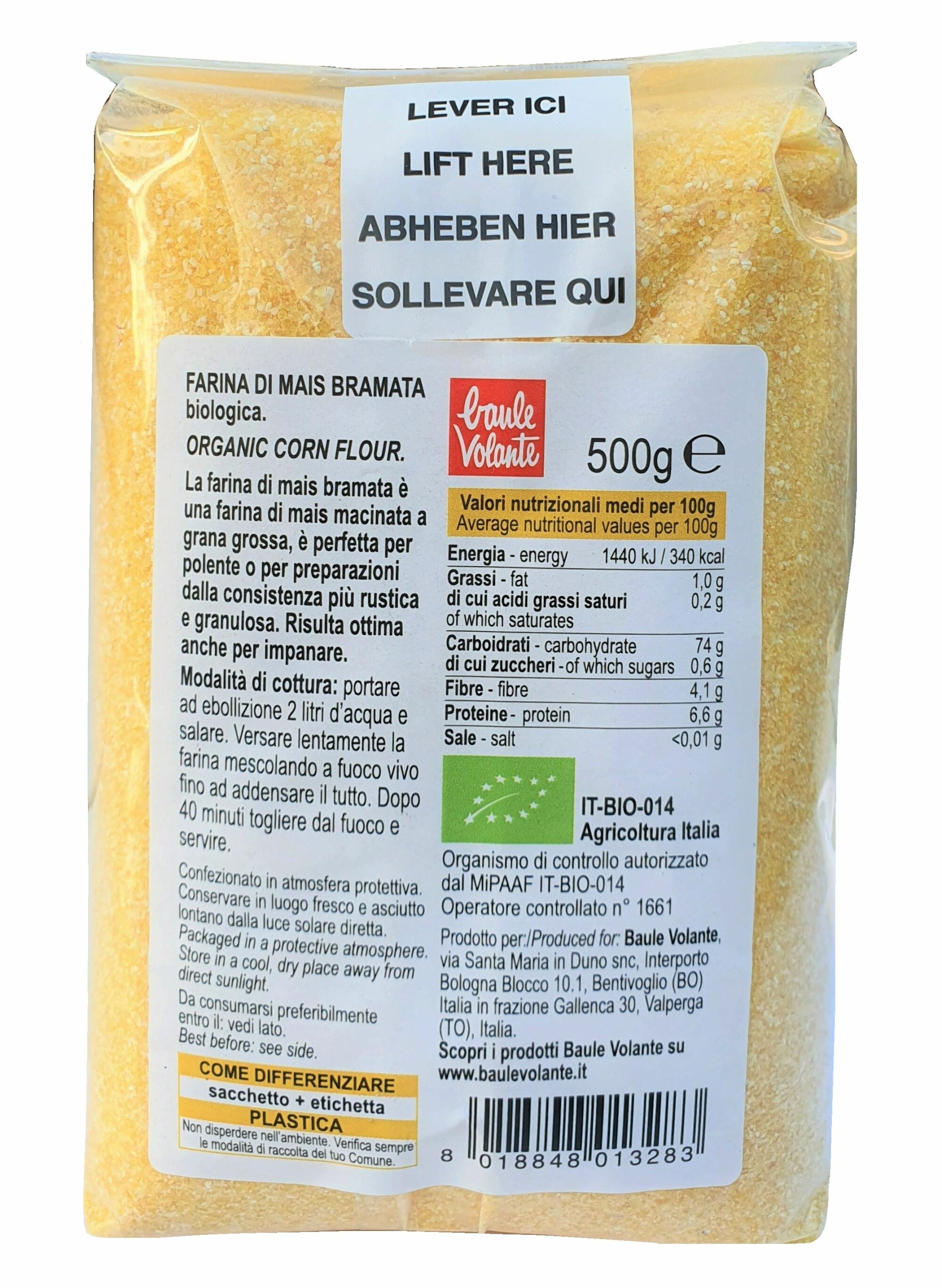 Faina bio de porumb Bramata, fara gluten, Baule Volante 500g | Biomania.ro