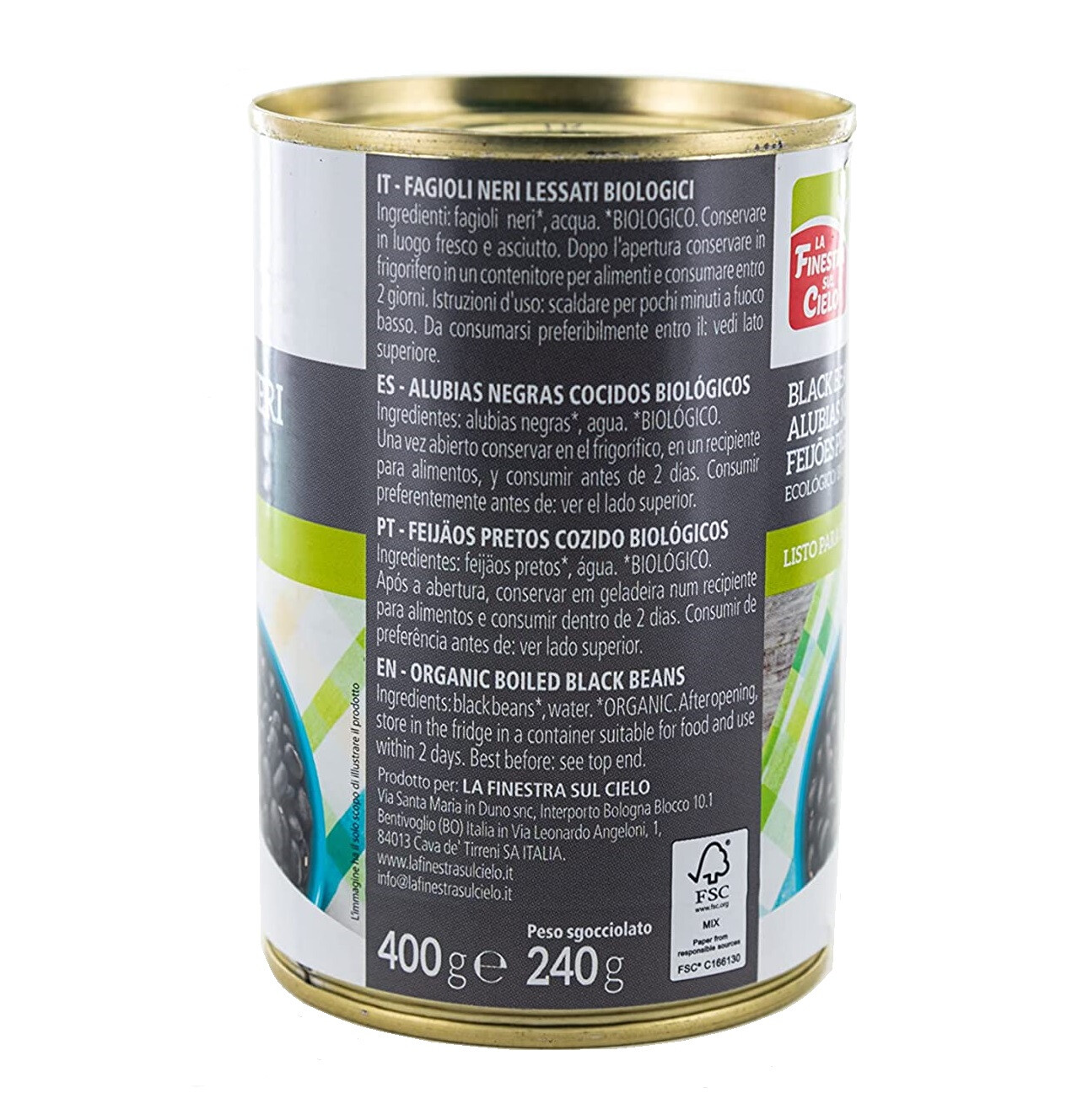 Fasole neagra bio, La Finestra Sul Cielo 400g | Biomania.ro
