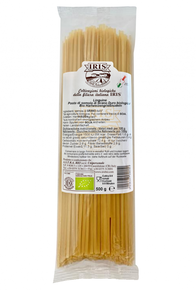Paste bio Linguine din grau dur, Iris 500g. | Biomania.ro