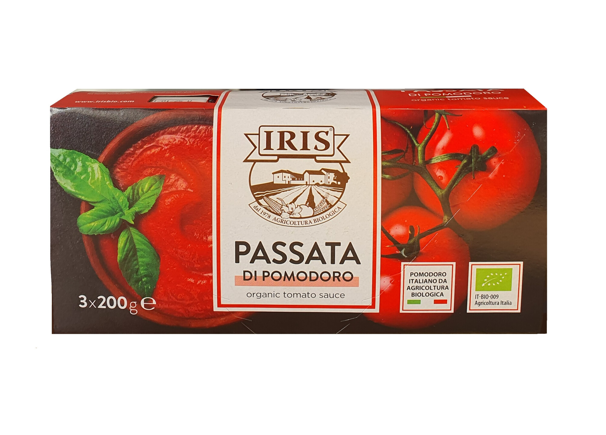 Rosii bio pasate 3x200g (cutie tetra pack), Iris Bio 600g | Biomania.ro