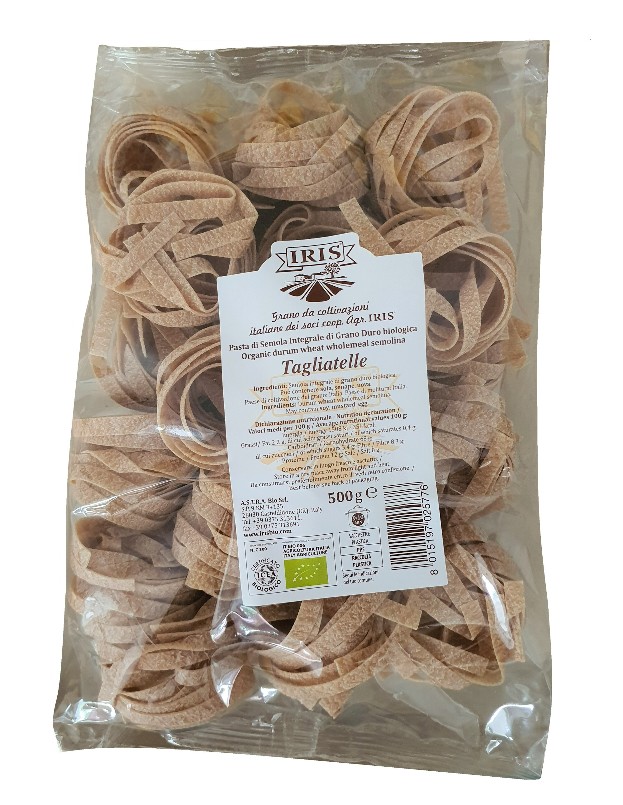 Paste bio Tagliatelle din grau integral, Iris 500g. | Biomania.ro