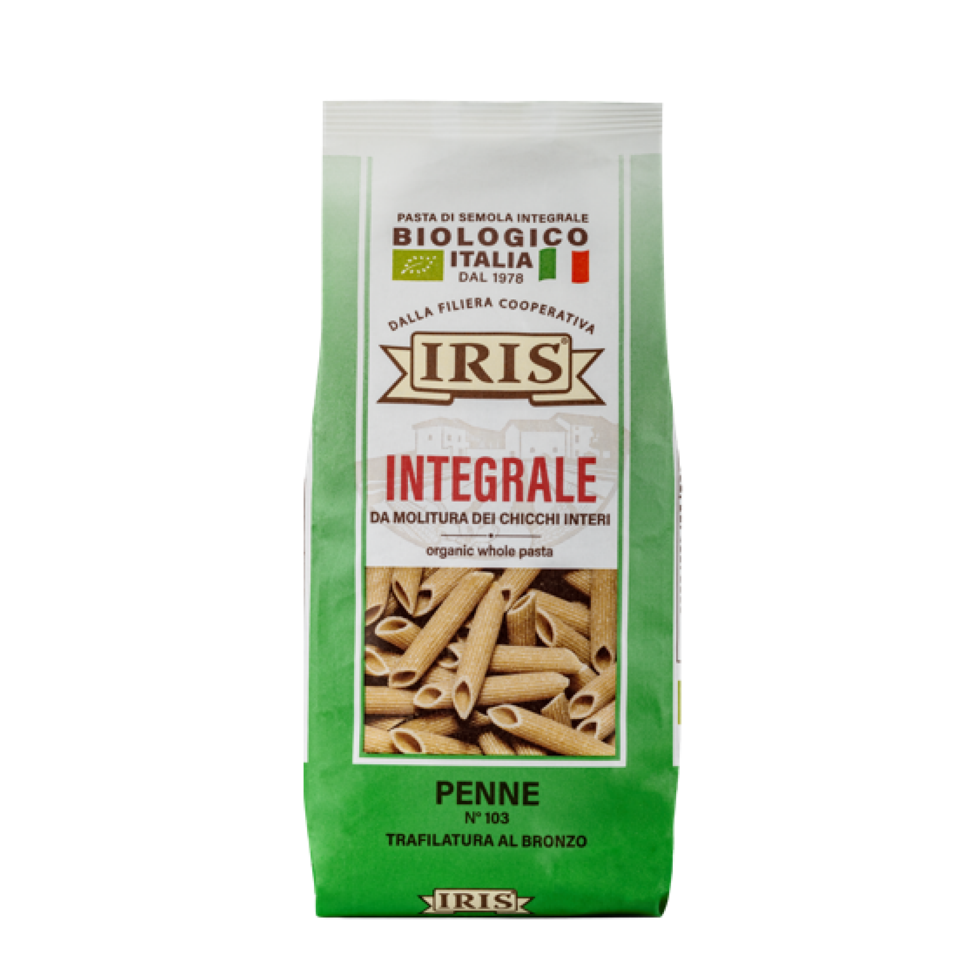 Paste bio Penne din grau dur integral, Iris 500g. | Biomania.ro